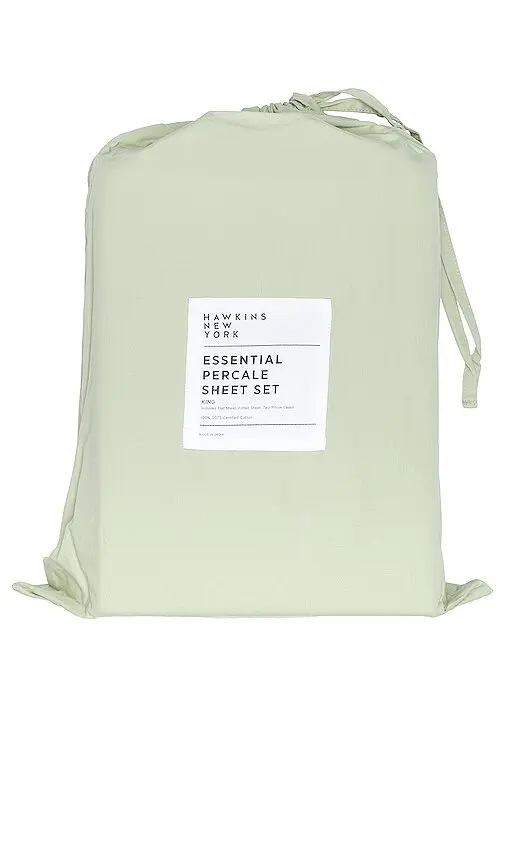 HAWKINS NEW YORK Essential Percale Bedding King Sheet Set - Sage
