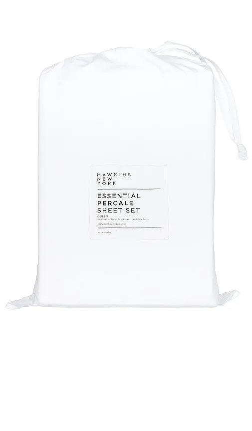 HAWKINS NEW YORK Essential Percale Bedding Queen Sheet Set - White