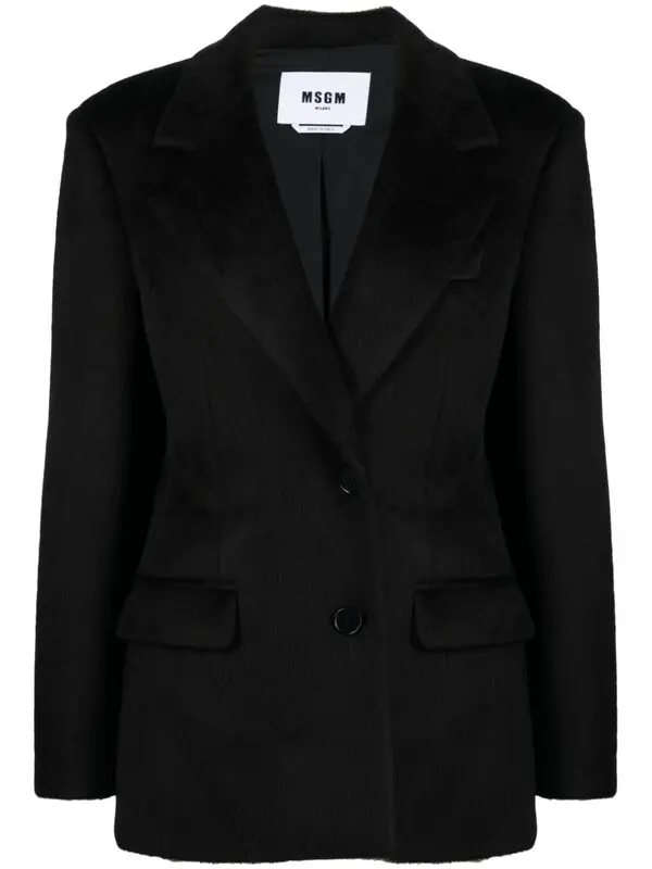 MSGM Single-breasted Peak-lapels Blazer - Black