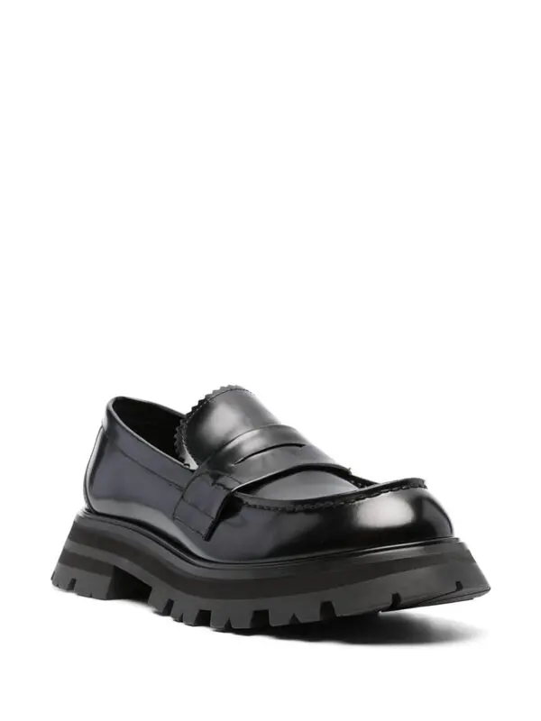 Alexander McQueen Lug Sole Penny Loafers - Black