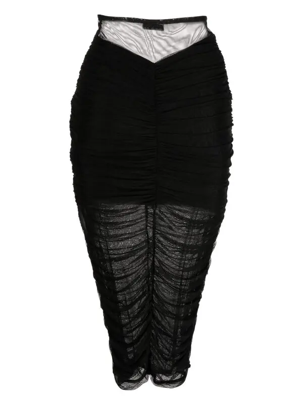 FLEUR DU MAL Ruched Midi Skirt - Black