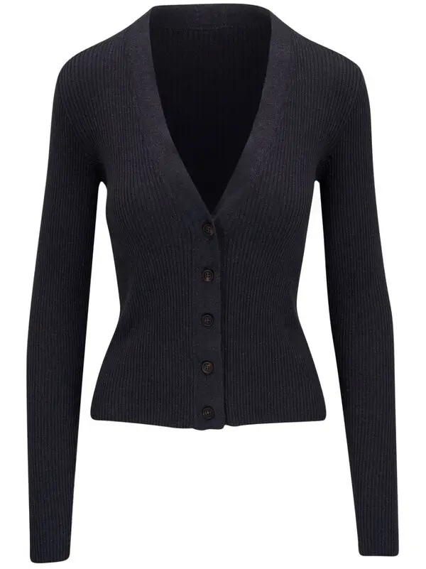 Brunello Cucinelli Ribbed V-neck Cardigan - Grey