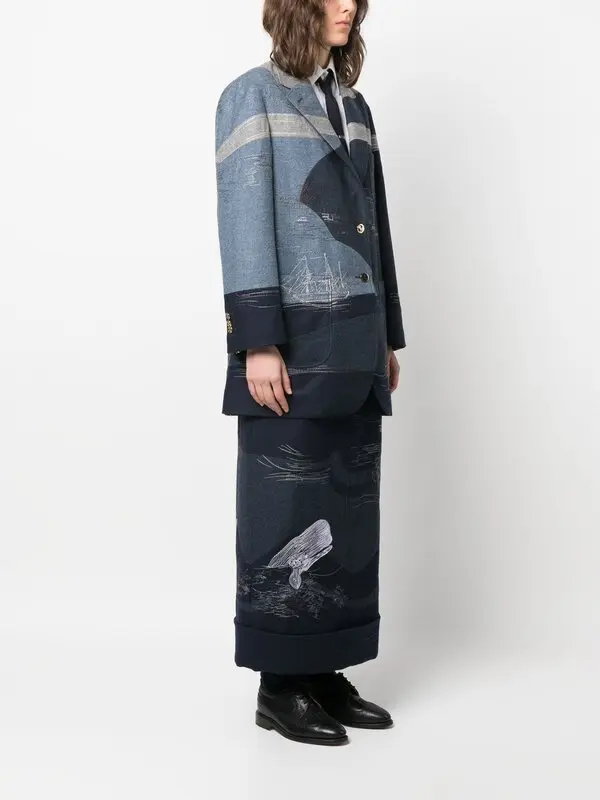 Thom Browne Motif-embroidered Colour-block Blazer