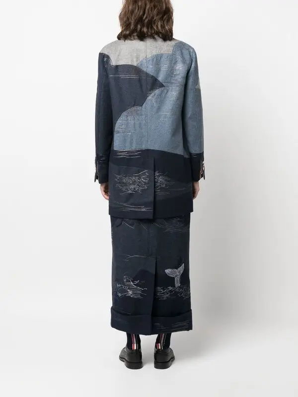 Thom Browne Motif-embroidered Colour-block Blazer