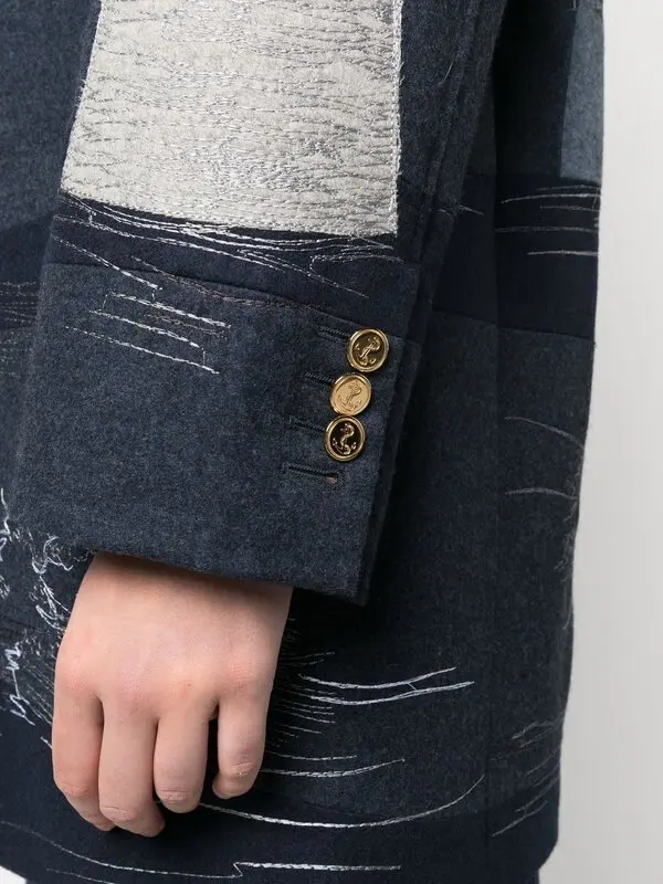 Thom Browne Motif-embroidered Colour-block Blazer