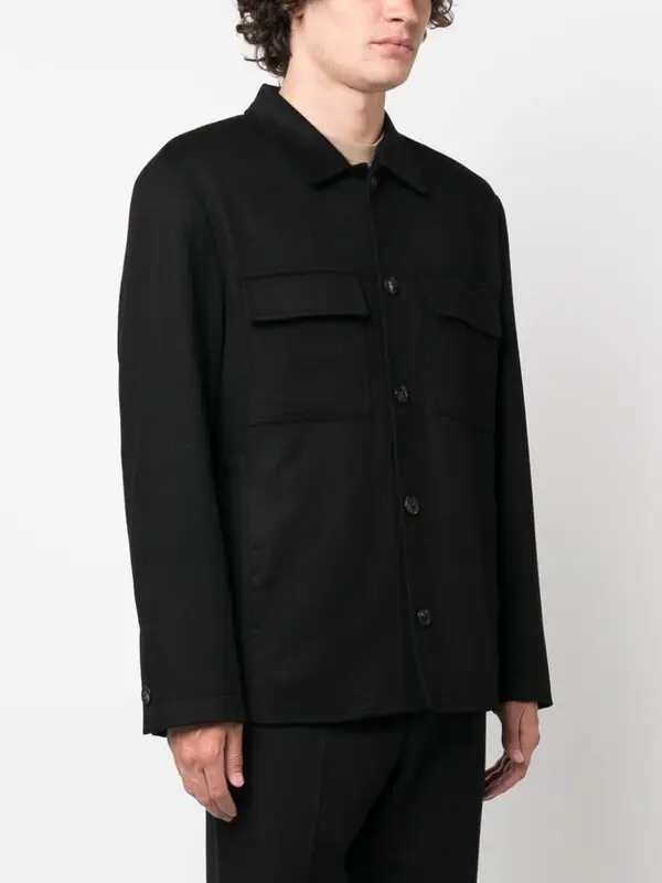 LARDINI Button-up Wool-blend Shirt Jacket