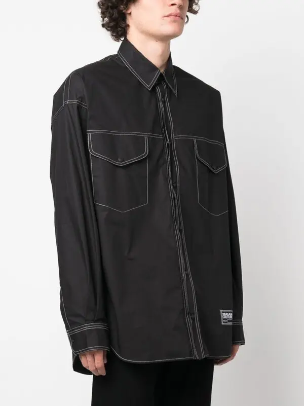 Versace Logo-patch Cotton Shirt