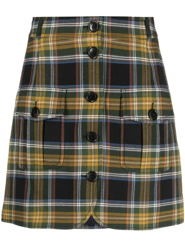 Kenzo Plaid A-line Mini Skirt