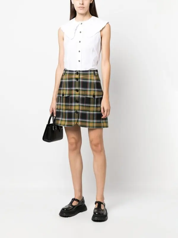 Kenzo Plaid A-line Mini Skirt