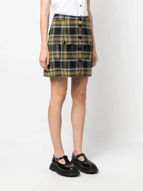 Kenzo Plaid A-line Mini Skirt