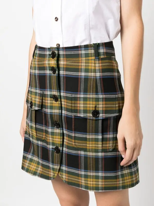 Kenzo Plaid A-line Mini Skirt