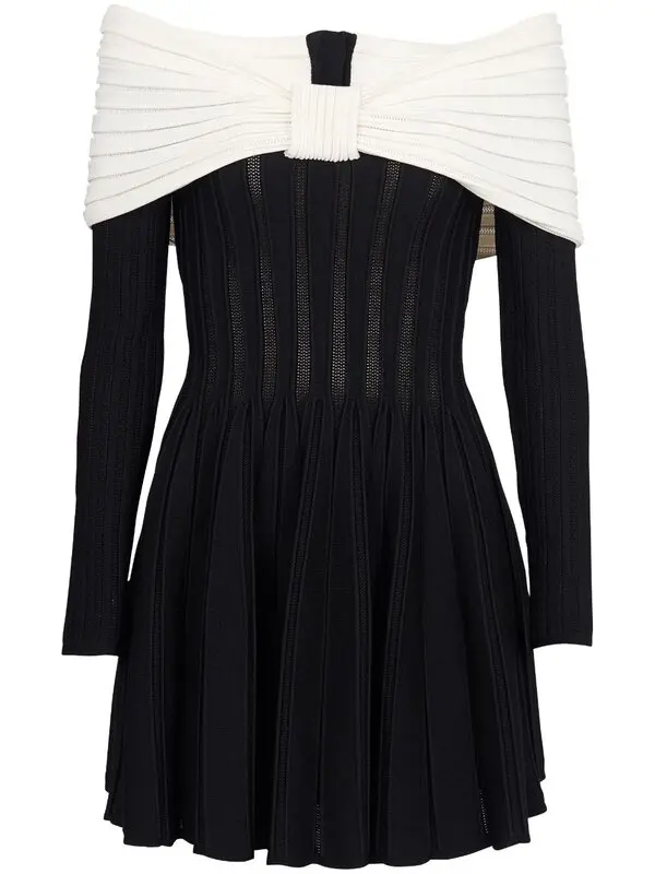 Balmain Off-shoulder Knitted Minidress