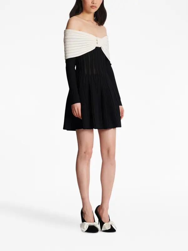 Balmain Off-shoulder Knitted Minidress