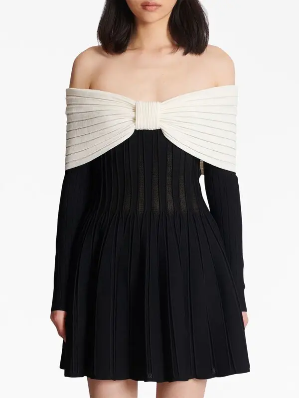 Balmain Off-shoulder Knitted Minidress