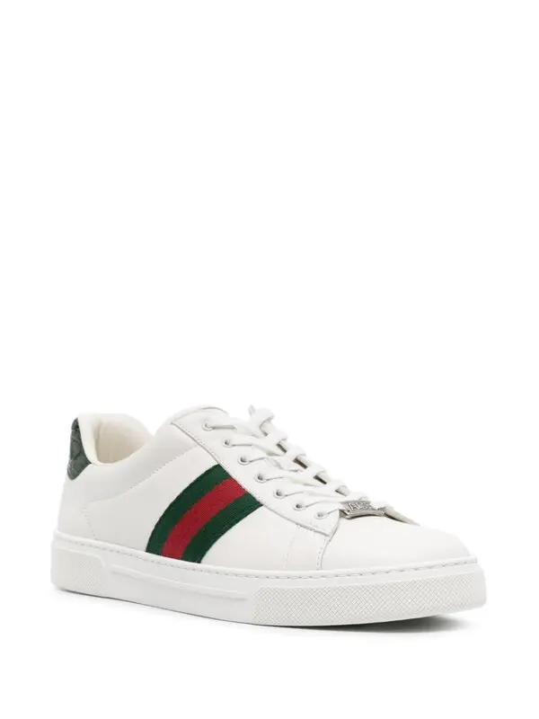 Gucci Ace Web-stripe Leather Sneakers - White
