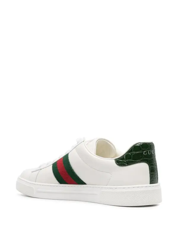Gucci Ace Web-stripe Leather Sneakers - White