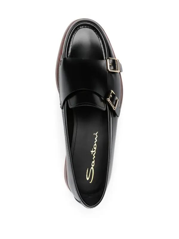 Santoni Double-buckle Leather Loafers