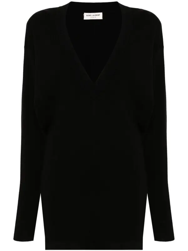 Saint Laurent V-neck Wool Dress