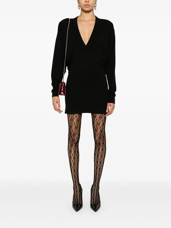 Saint Laurent V-neck Wool Dress