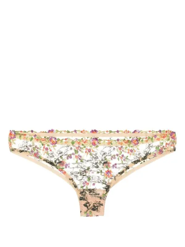 GILDA & PEARL Fiori Lace Briefs - Brown