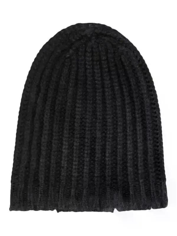 Avant Toi Distressed Knitted Beanie - Black