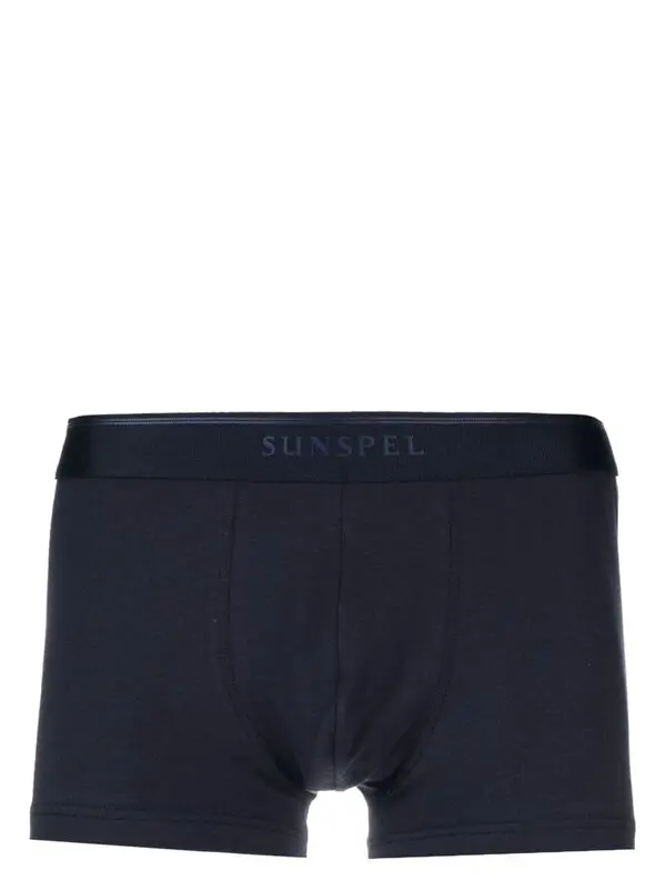 Sunspel Logo-waistband Stretch-cotton Boxers - Blue
