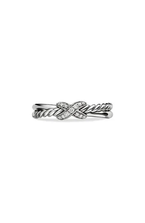 David Yurman Petite X Diamond Ring - Diamond/ Silver