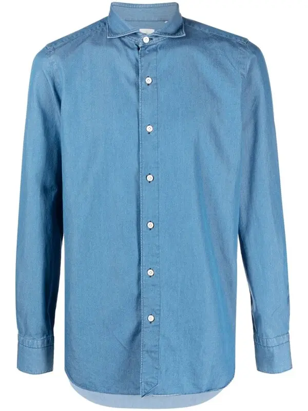 FINAMORE 1925 Long-sleeve Denim Shirt - Blue