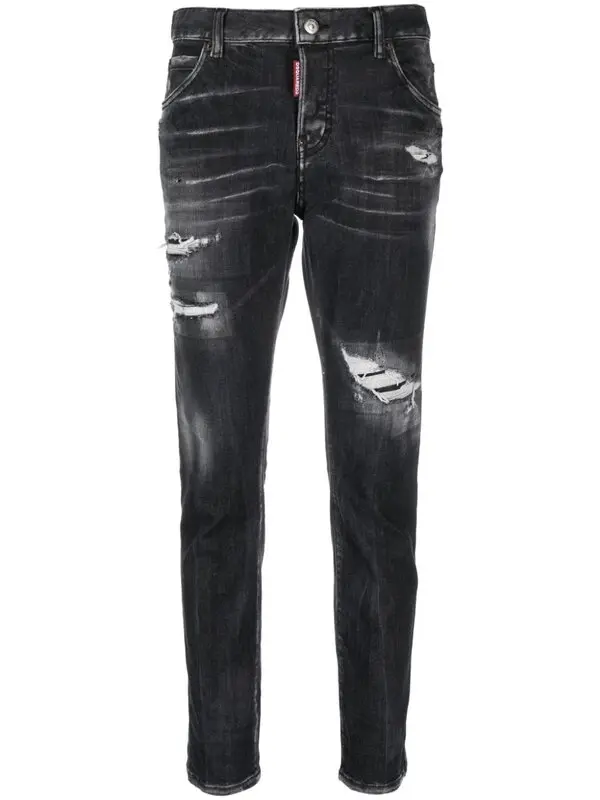 Dsquared2 Distressed Cropped Skinny Jeans - Black