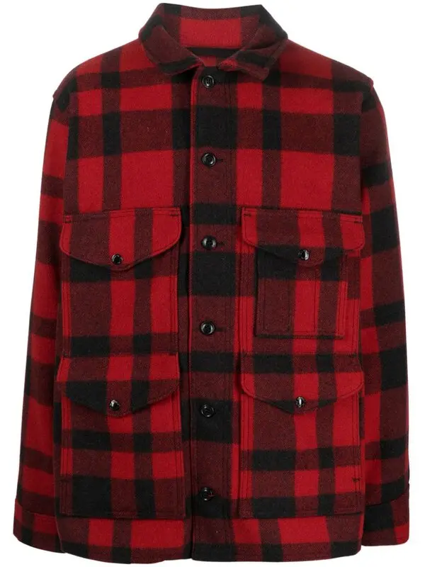Filson Mackinaw Plaid Wool Shirt Jacket - Red