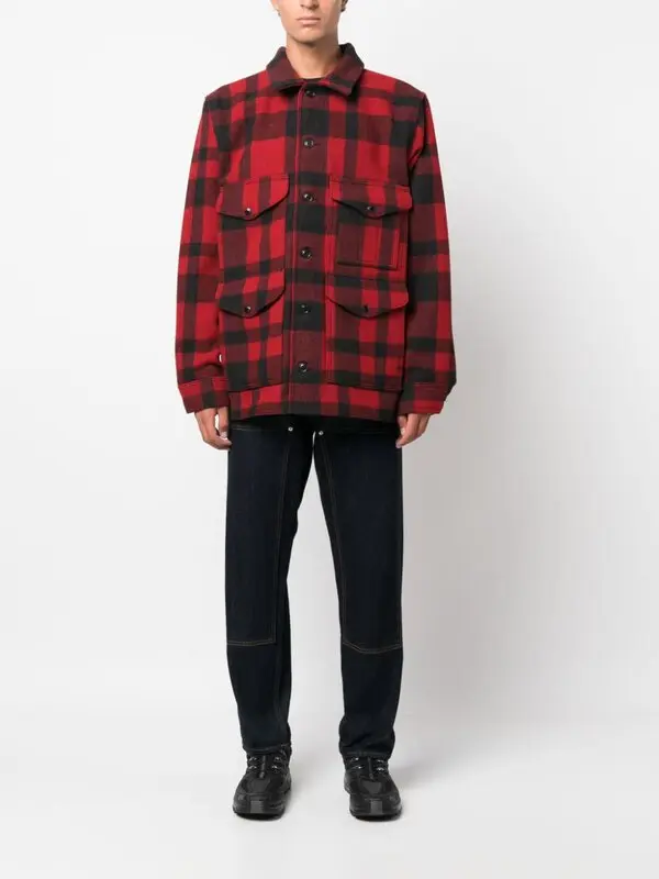 Filson Mackinaw Plaid Wool Shirt Jacket - Red