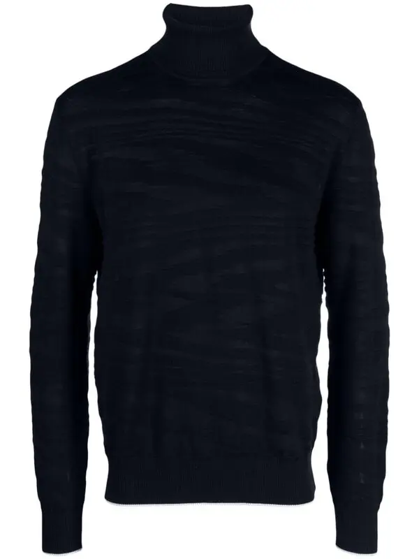Missoni Zigzag Graphic Roll-neck Jumper - Blue