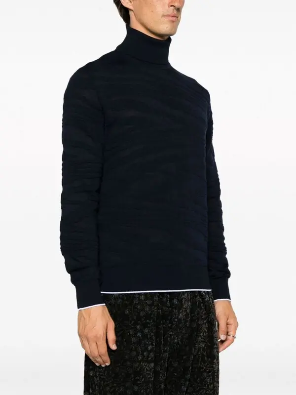 Missoni Zigzag Graphic Roll-neck Jumper - Blue
