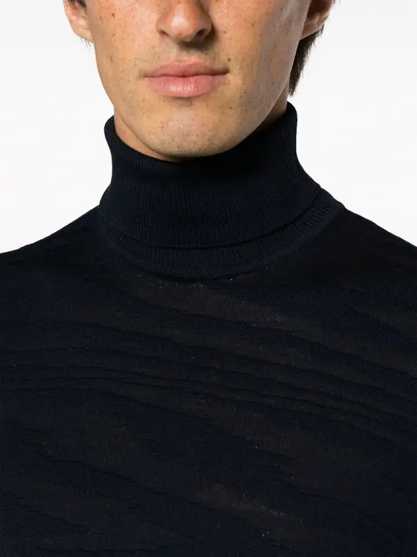 Missoni Zigzag Graphic Roll-neck Jumper - Blue