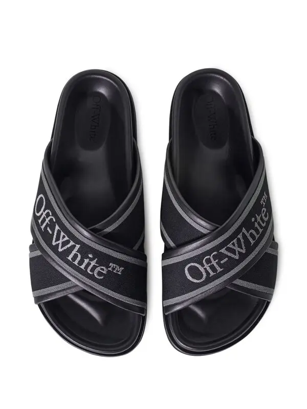 Off-White Criss-Cross Slides In Black - 60% Off | Editorialist display picture 3