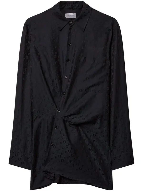 Off-White Jacquard Twisted Shirtdress