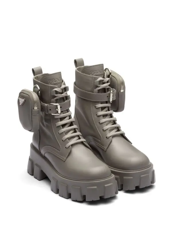 Combat Boots Monolith Leather Ankle Boots Prada Monolith Leather