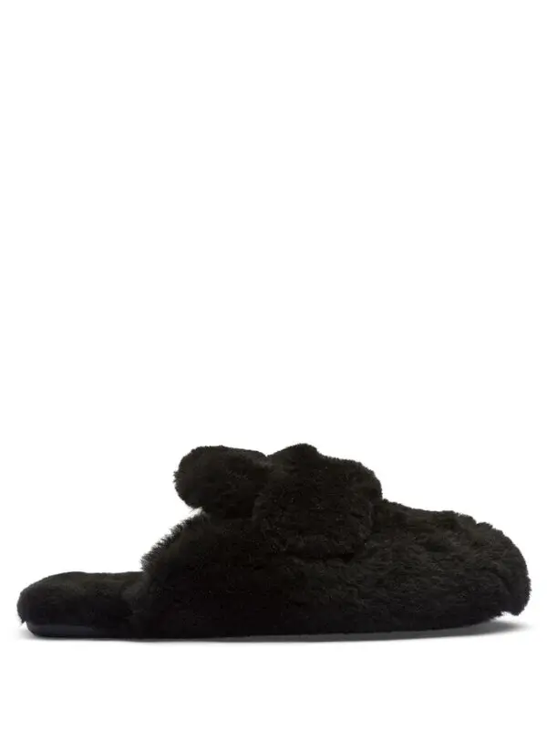 Prada Triangle-logo Shearling Mules