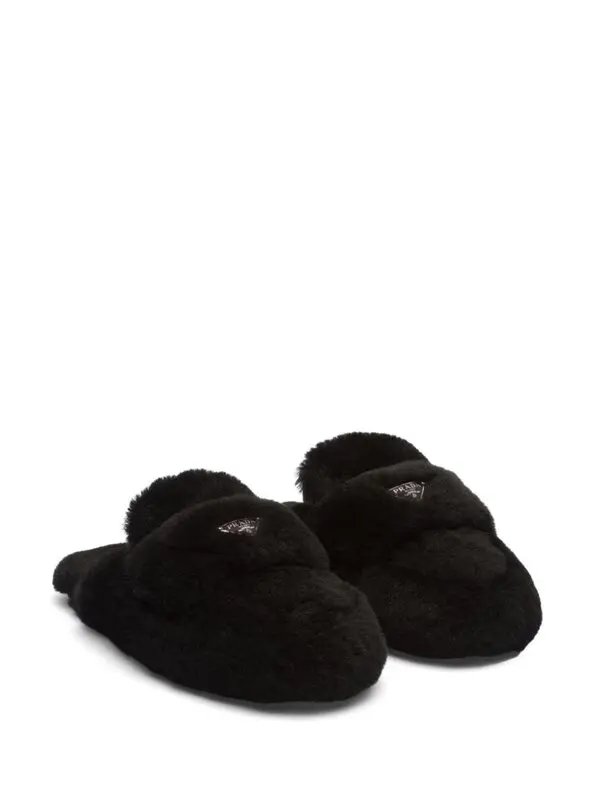 Prada Triangle-logo Shearling Mules