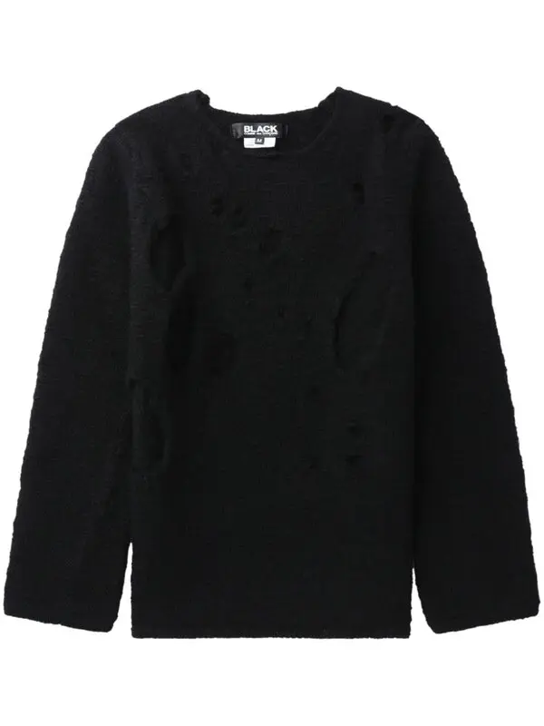 BLACK COMME DES GARÇONS Distressed-effect Wool Jumper
