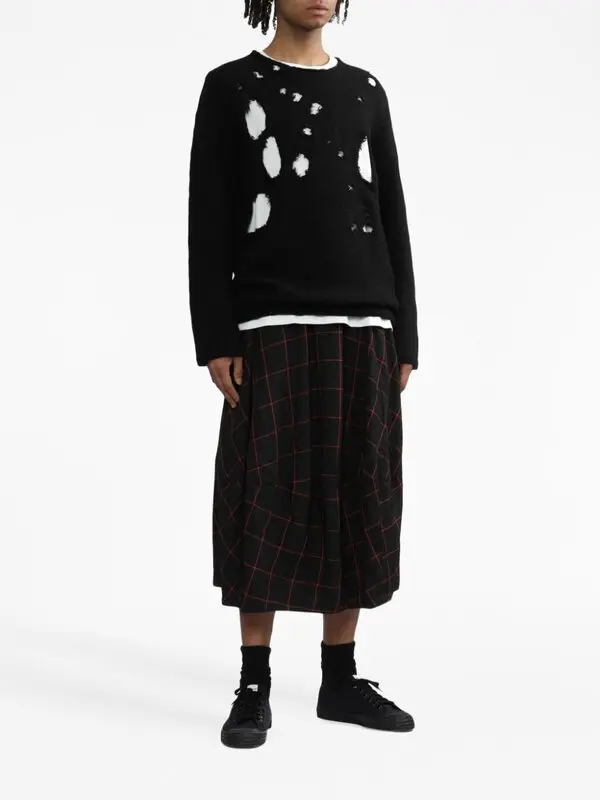 BLACK COMME DES GARÇONS Distressed-effect Wool Jumper