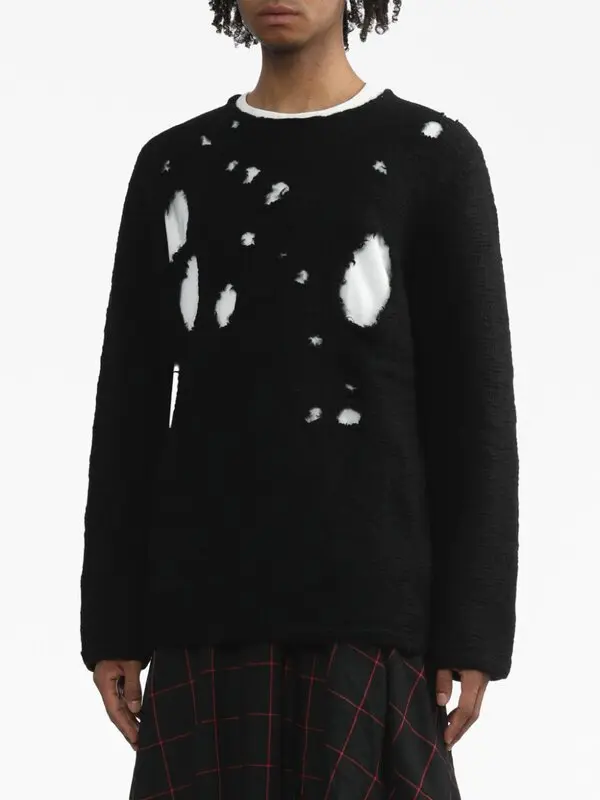 BLACK COMME DES GARÇONS Distressed-effect Wool Jumper