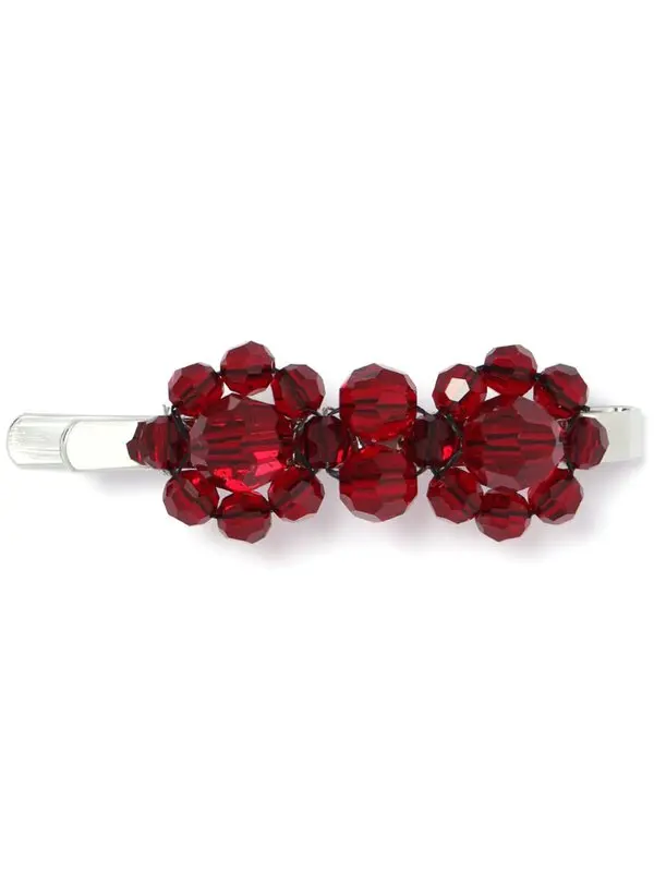 Simone Rocha Flower Beaded Hair Clip - Red