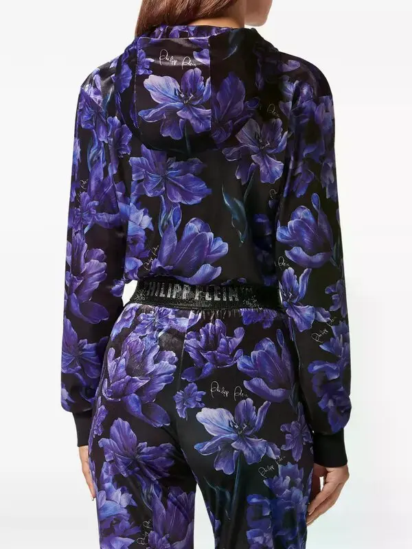 Philipp Plein Floral-print Cropped Hoodie