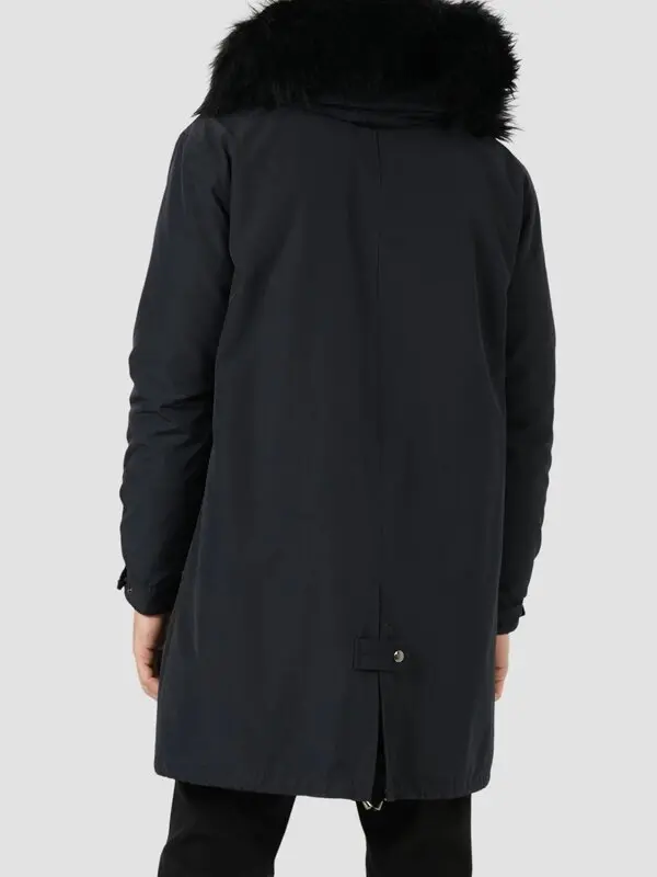 Gorski Parka With Shearling Lamb Hood Trim - Navy