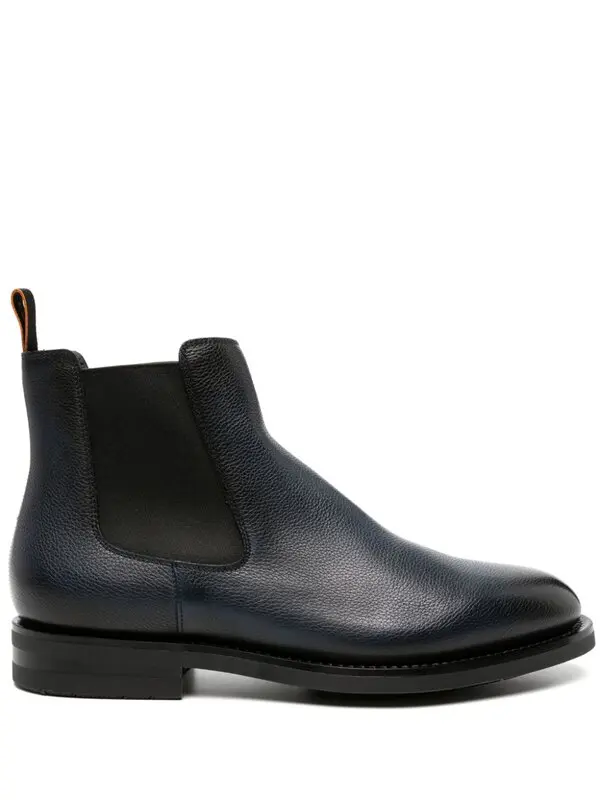Santoni Leather Chelsea Boots - Blue