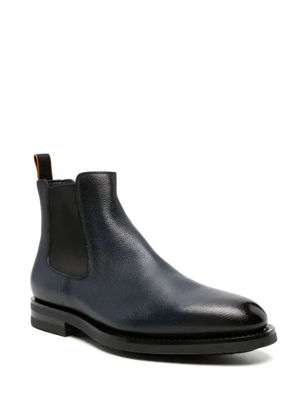 Santoni Leather Chelsea Boots - Blue