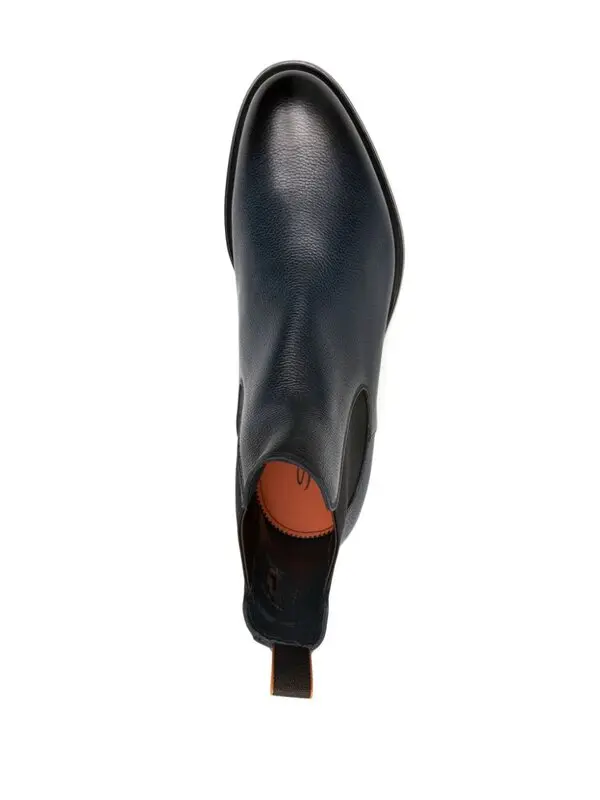 Santoni Leather Chelsea Boots - Blue