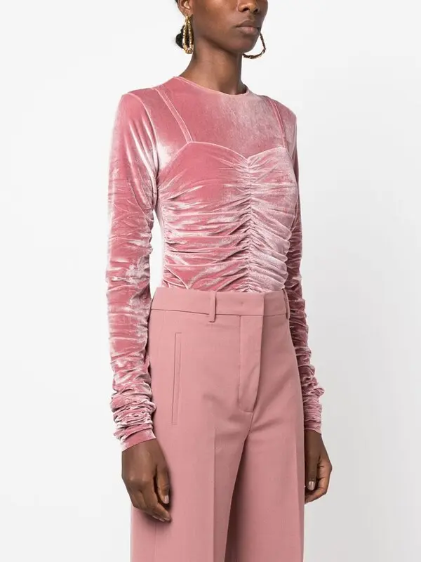 IOANA CIOLACU Velvet-effect Gathered-detail Body