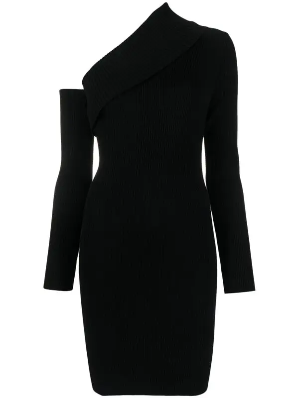Federica Tosi Off-Shoulder Ribbed Knit Dress In Black - 50% Off |  Editorialist